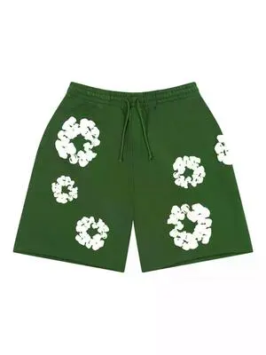 DENIM TEARS Wreath-print Track Shorts - Green
