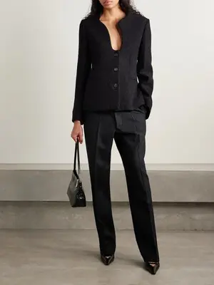 MAISON MARGIELA Herringbone Wool Straight-leg Pants - Black