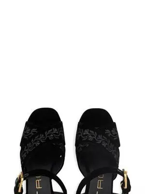 Etro Velvet Platform Sandals With Floral Embroidery