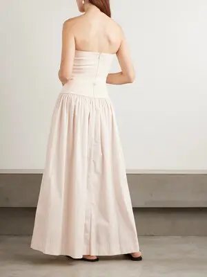 ESSE STUDIOS Strapless Knit And Cotton-poplin Maxi Dress