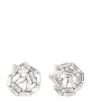 SUZANNE KALAN Gold And Diamond Fireworks Stud Earrings - White