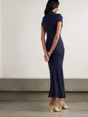 SELF-PORTRAIT Crystal-embellished Cutout Draped Midi Dress