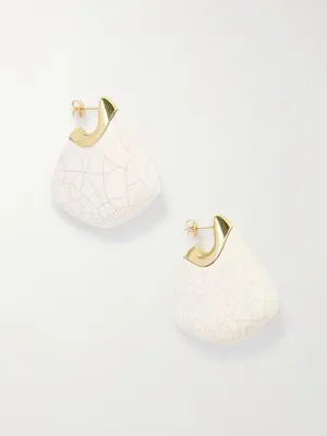 Bottega Veneta Gold-Plated Ceramic Drop Earrings Neutrals