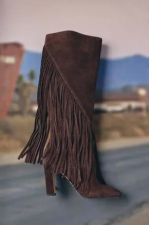 Dolce Vita Giano Suede Fringe Boots - Mahogany