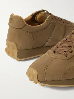 TOD'S Sportivo Active Leather-trimmed Suede Sneakers - Brown