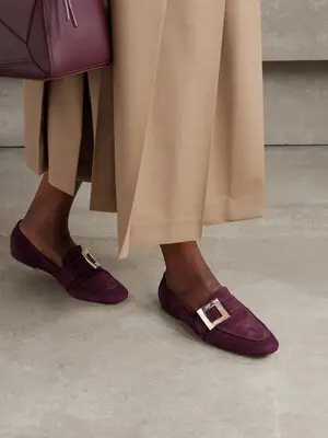 ROGER VIVIER Buckled Suede Loafers - Red