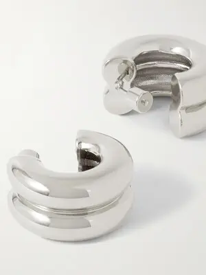 MARTHA CALVO Double Rhodium-plated Hoop Earrings - Silver