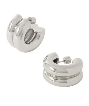MARTHA CALVO Double Rhodium-plated Hoop Earrings - Silver