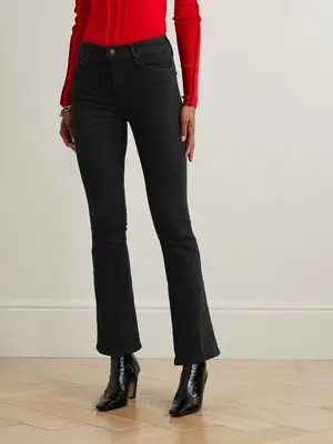 MOTHER The Weekender Mid-rise Flared Jeans - Black