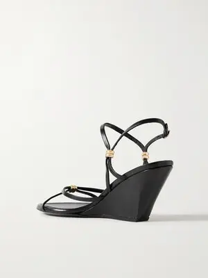 Proenza Schouler Coil Embellished Crinkled Glossed-leather Wedge Sandals