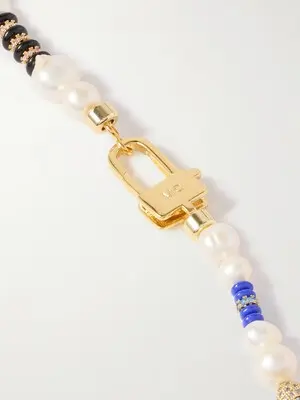 MARTHA CALVO Kenny Gold-plated, Enamel, Pearl And Crystal Necklace