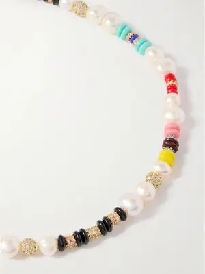 MARTHA CALVO Kenny Gold-plated, Enamel, Pearl And Crystal Necklace