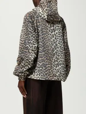 GANNI Leopard Print Hooded Jacket - Brown