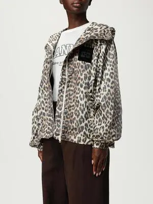GANNI Leopard Print Hooded Jacket - Brown