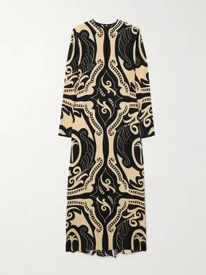 Johanna Ortiz Libertad Printed Silk-crepe Midi Dress - Black