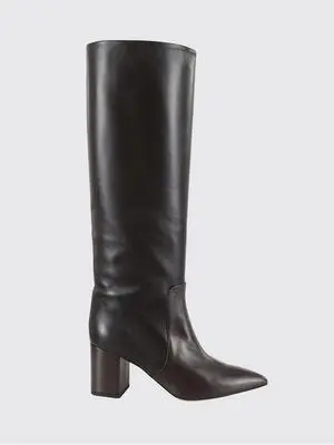 Paris Texas Knee High Block Heel Boots - Ebony