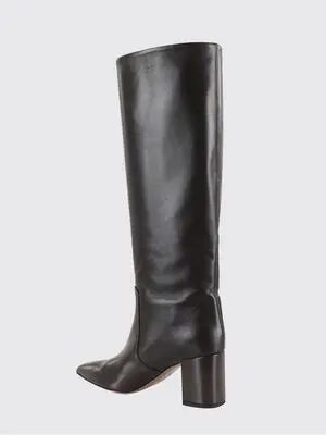 Paris Texas Knee High Block Heel Boots - Ebony