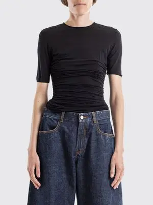 Alaïa Slim Fit Ruched Crewneck T-shirt - Black