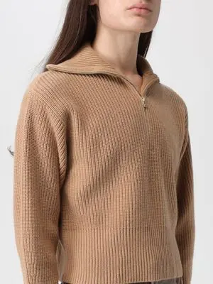Max Mara Quarter Zip Ribbed Knit Sweater
