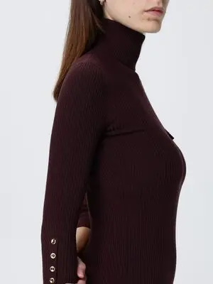 Elisabetta Franchi Ribbed Turtleneck Midi Dress With Side Slit