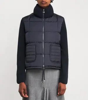 Moncler Down And Wool Panel Cardigan