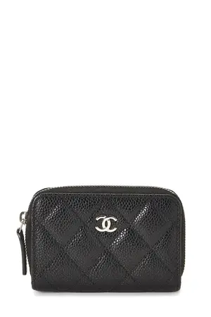 Chanel Caviar Zip Around Coin Purse - Black