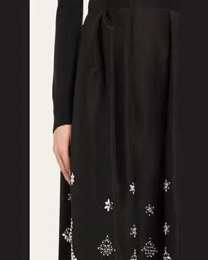 Oscar De La Renta Fern Embroidered Midi Skirt