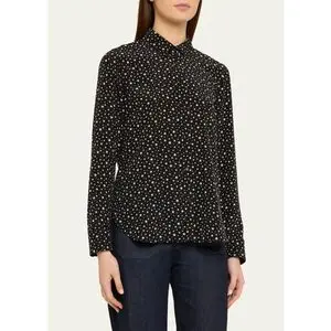 NILI LOTAN Spotted Silk Blouse