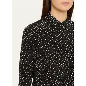 NILI LOTAN Spotted Silk Blouse