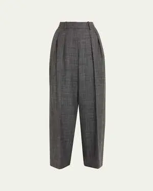 Michael Kors Pleated Slouch Wide-Leg Trousers - Graphite M
