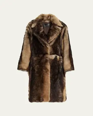 NILI LOTAN Ingrid Shearling Coat - Brown