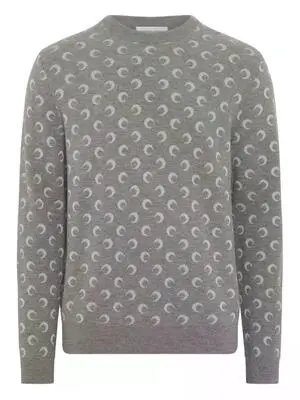 MARINE SERRE Moon Jacquard Knit Crew Neck Sweater