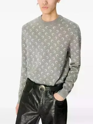 MARINE SERRE Moon Jacquard Knit Crew Neck Sweater