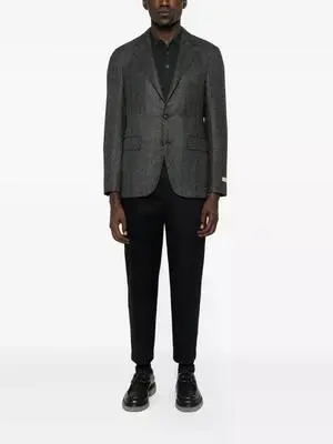 Canali Checked Wool Blazer - Grey