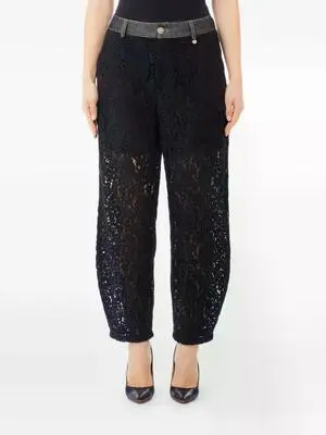 Liu Jo Lace-denim Cotton-blend Trousers