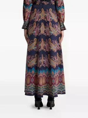 Etro Paisley-print Maxi Skirt - Blue