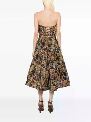 Amsale Printed Pleated Dress