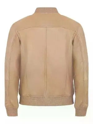 VOLFAGLI FIRENZE Ribbed-trim Zip-front Leather Jacket