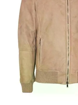 VOLFAGLI FIRENZE Ribbed-trim Zip-front Leather Jacket