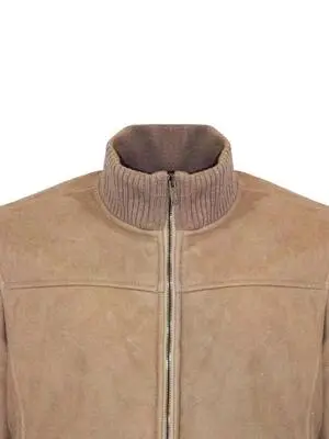 VOLFAGLI FIRENZE Ribbed-trim Zip-front Leather Jacket