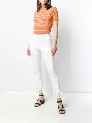 Chloé Fringe Trimmed Straight Leg Jeans