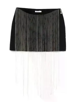 Patrizia Pepe Rhinestone-embellished Fringe Mini Skirt - Black