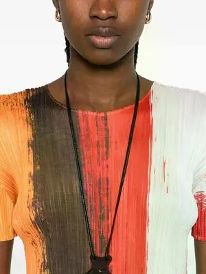 Issey Miyake Pleated Paint-effect Midi Dress