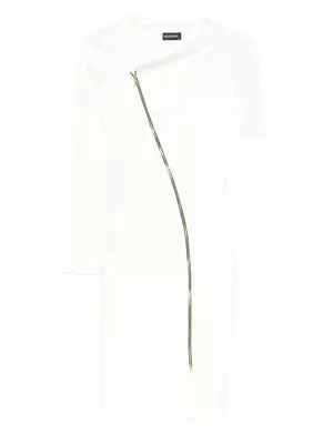 ROSERRY Chelsea Zip-front Asymmetric Midi Dress - White