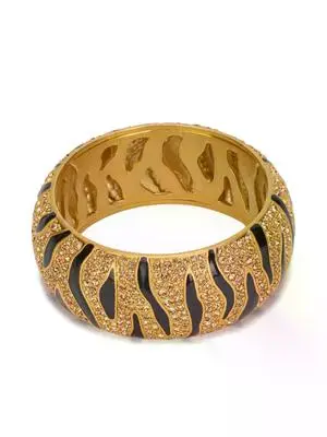 Roberto Cavalli Crystal-embellished Tiger-striped Bracelet - Gold