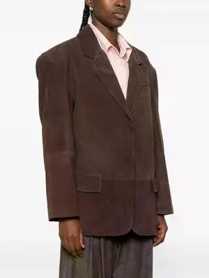 Remain Birger Christensen Suede Single-breasted Blazer - Brown
