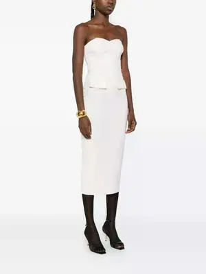 VESTIAIRE D'UN OISEAU LIBRE Flap-pocket Strapless Midi Dress - White