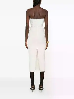 VESTIAIRE D'UN OISEAU LIBRE Flap-pocket Strapless Midi Dress - White