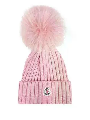 Moncler Ribbed Beanie With Pom-pom - Pink