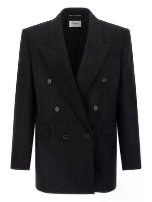 Saint Laurent Pinstripe Double-breasted Blazer - Black